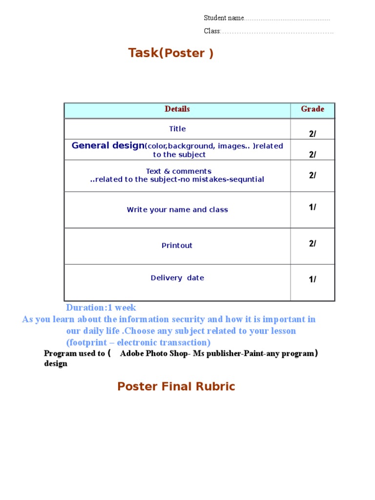 Task (: Poster) | PDF