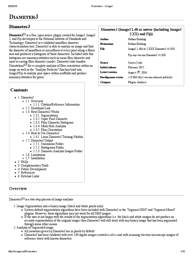 DiameterJ image analysis plugin | PDF | Image Segmentation | Cluster Analysis