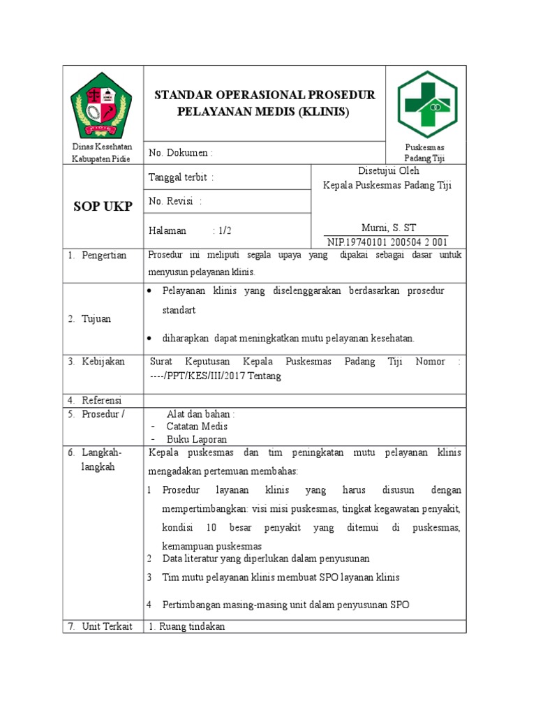 Sop Pelayanan Medis (Klinis) | PDF