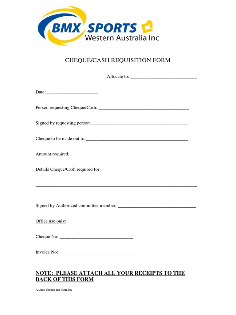 Cheque Requisition Form Sample | PDF | Cheque | Money