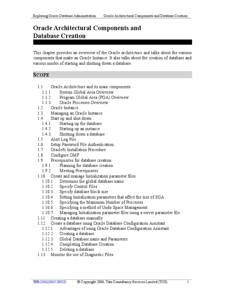 Chapter01 Oracle Architecture | PDF | Oracle Database | Sql
