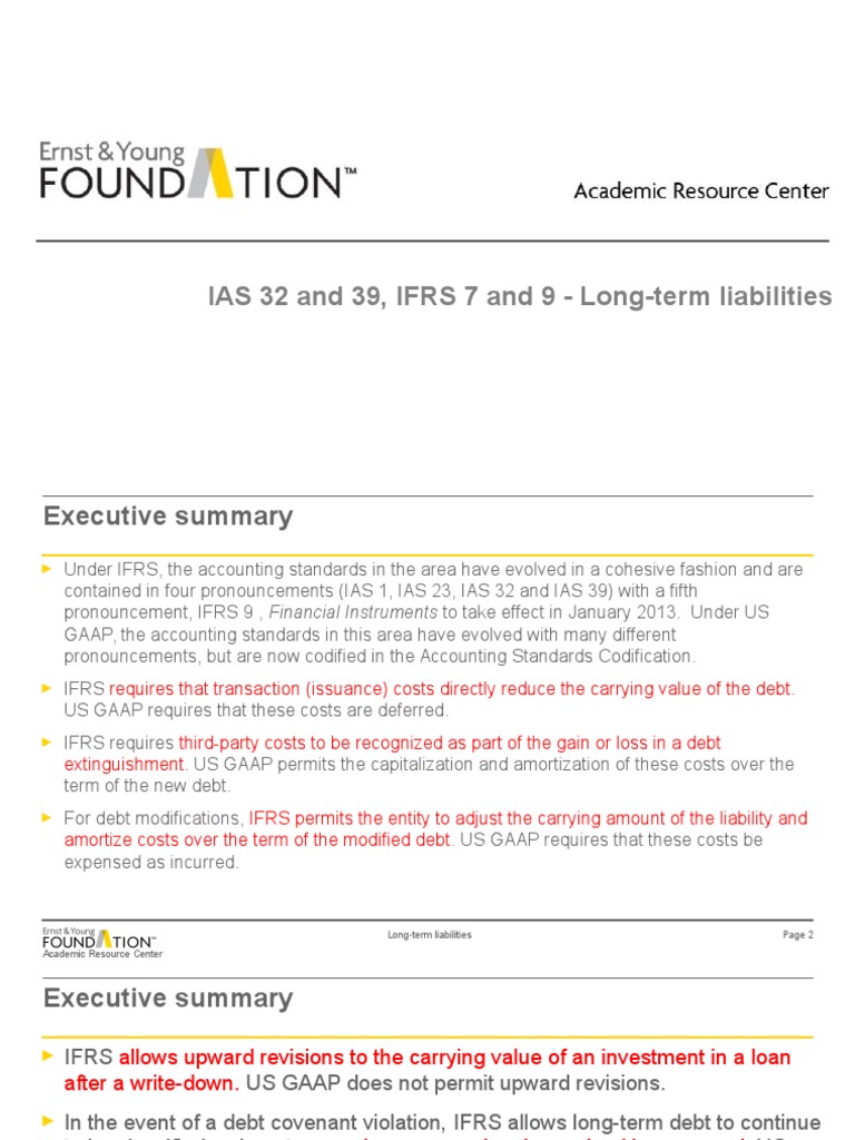 IAS 32, 39, IFRS 7, 9 - Long-Term Liabilities | PDF | International ...