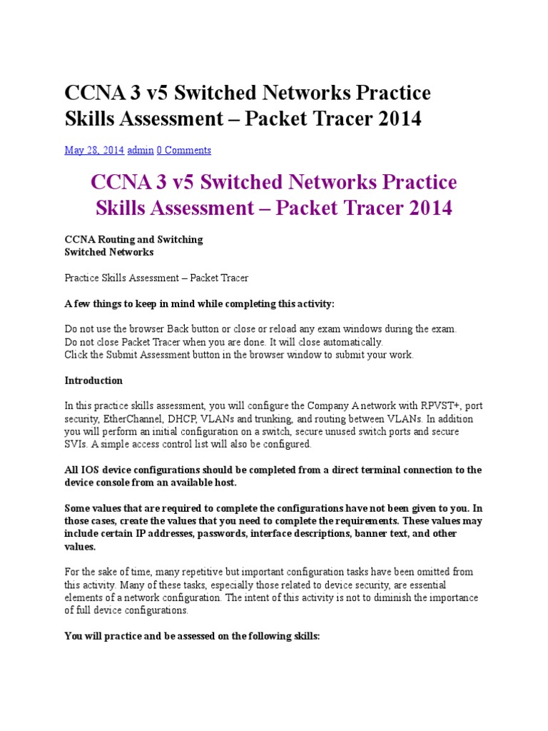 Ccna 3 V5 Switched Networks Practice Skills Assessment Packet Tracer 2014 Pdf