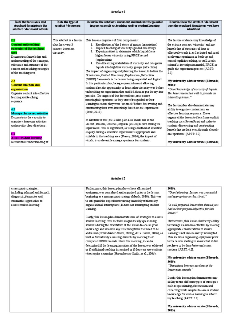 annotation standard two | Lesson Plan | Experiment