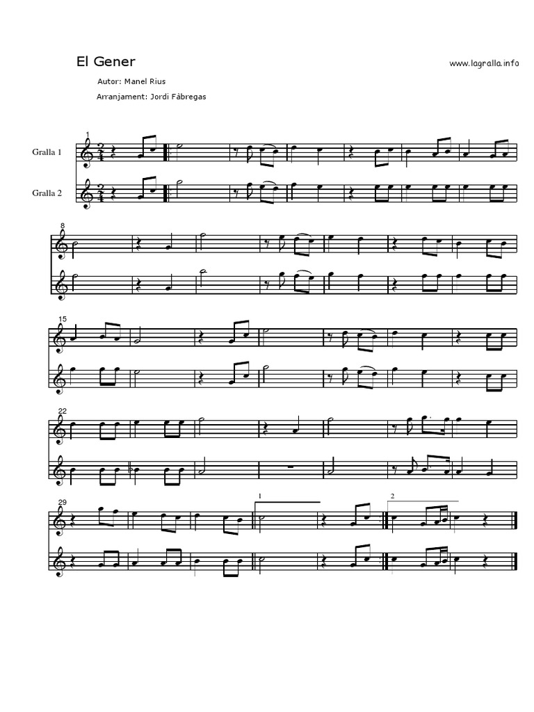 El Gener Partitura Gralla PDF | PDF