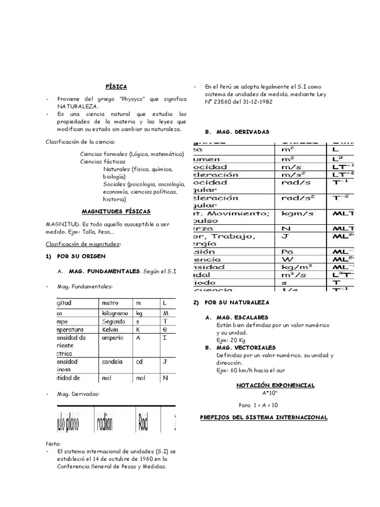 Magnitudes Fisicas y Analisis Dimensional | PDF | Unidades de medida ...