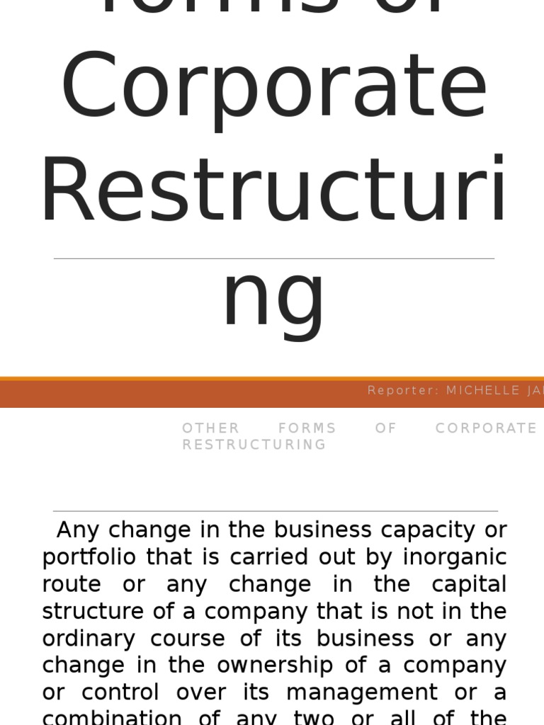 Other Forms of Corporate Restructuring | PDF | Public Company | Stocks