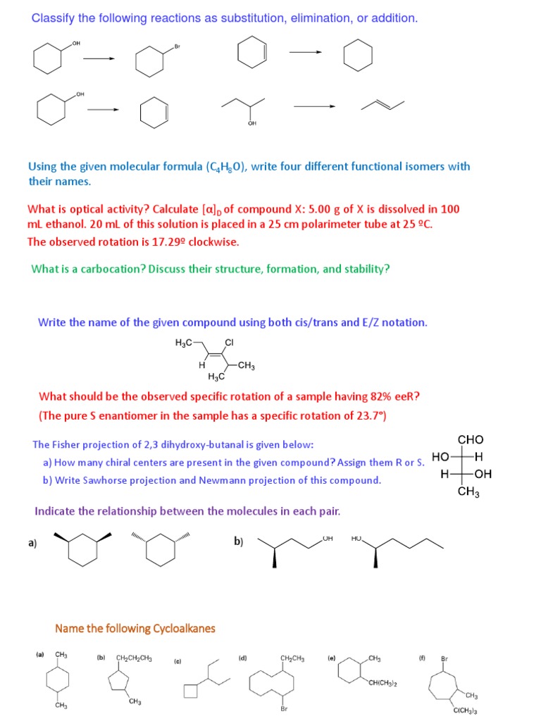 CML 100 Questions | PDF | Enantioselective Synthesis | Stereochemistry