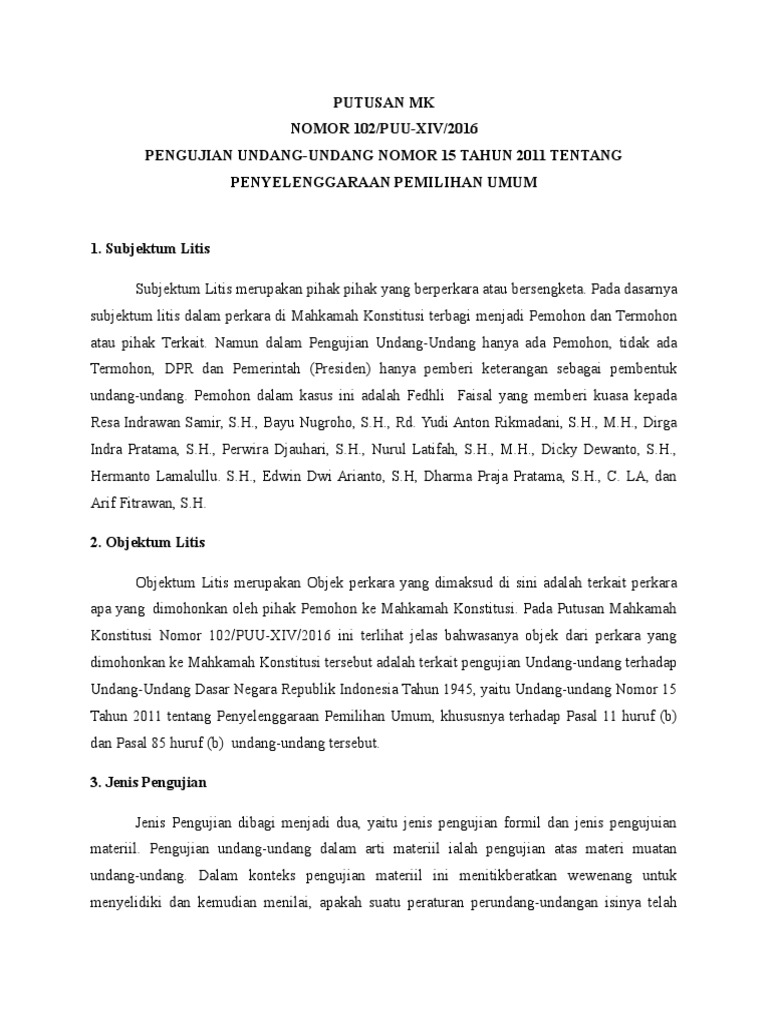 Analisis Putusan MK | PDF