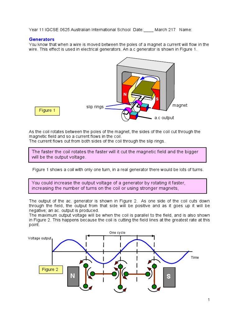 Generators: Voltage Output One Cycle | PDF | Electric Generator | Inductor