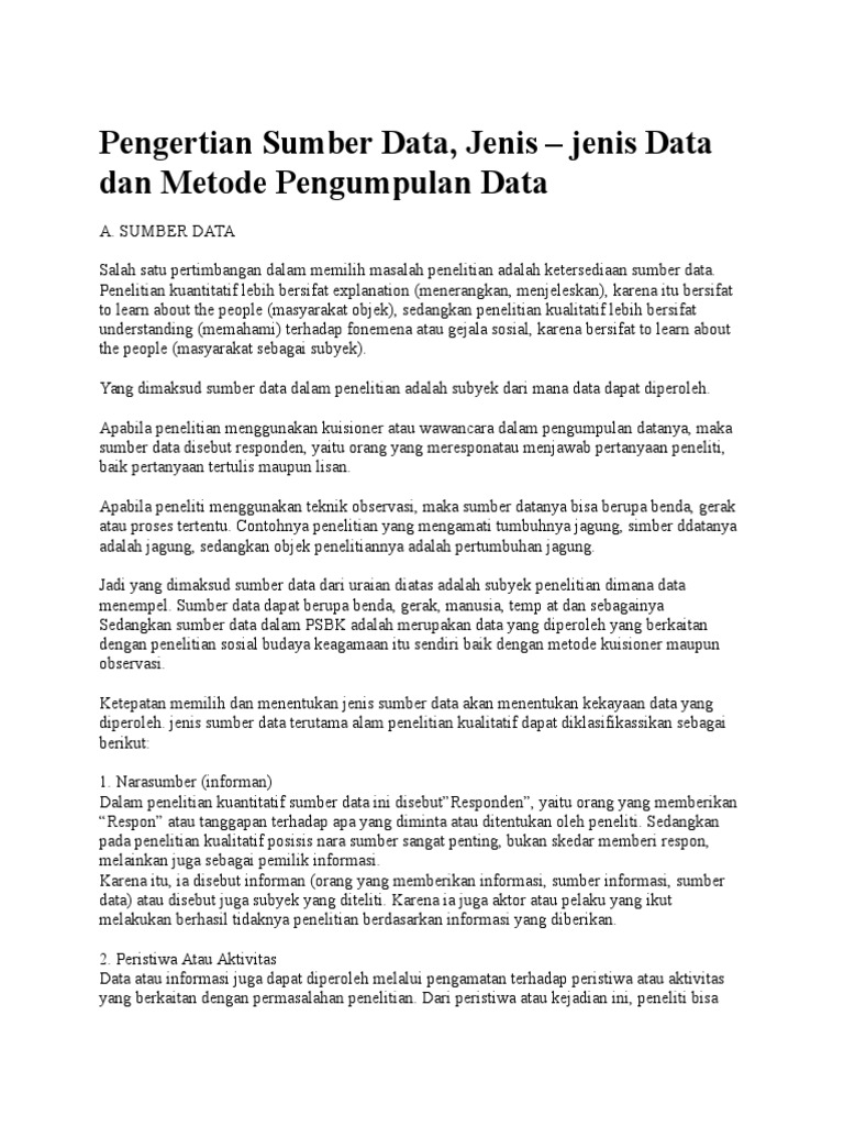 Pengertian Sumber Data | PDF
