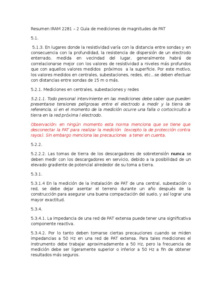 Resumen IRAM 2281 | PDF | Corriente eléctrica | Medición