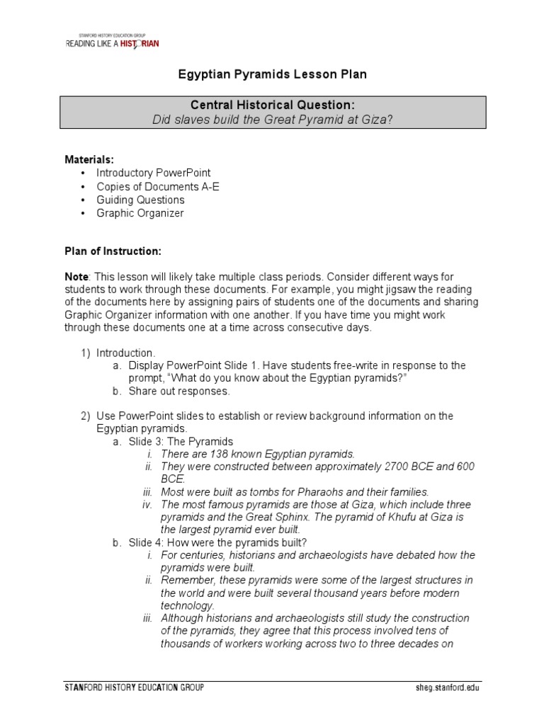 Egyptian Pyramids Lesson Plan - 0 PDF | PDF | Egyptian Pyramids ...