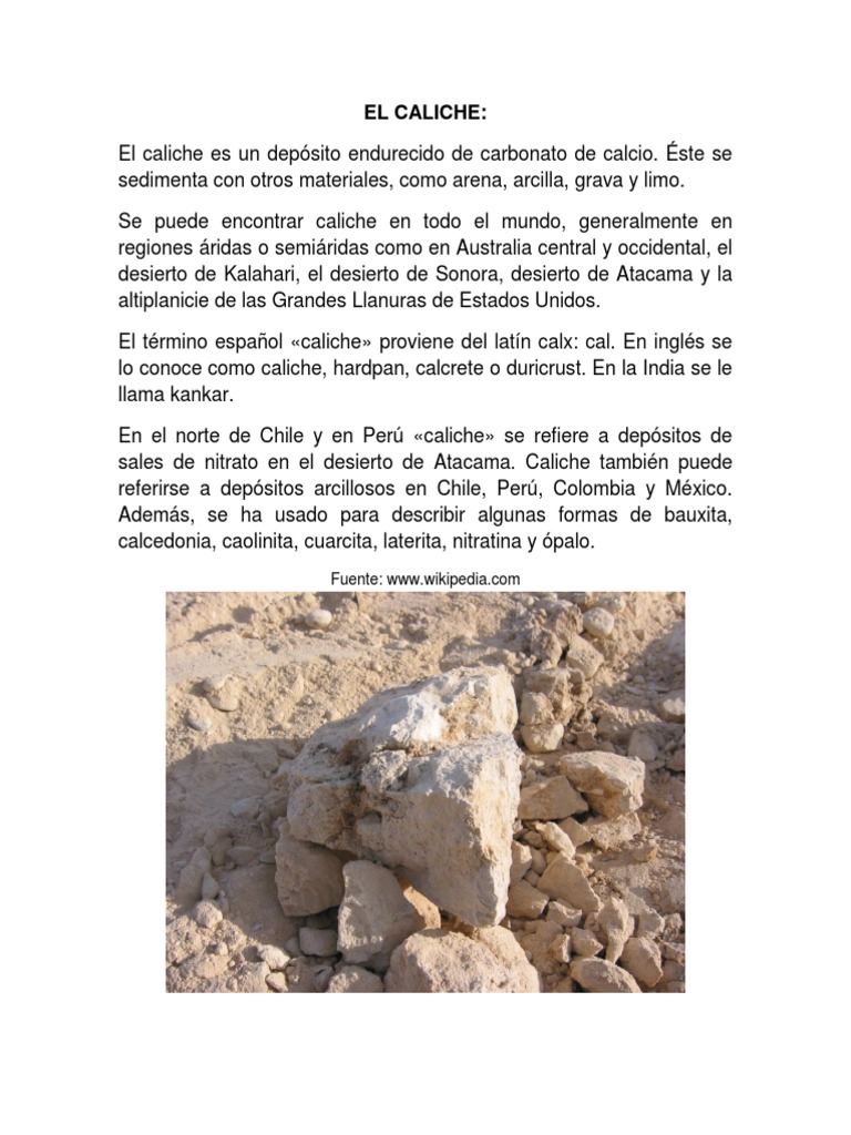 Definición y usos del caliche | PDF