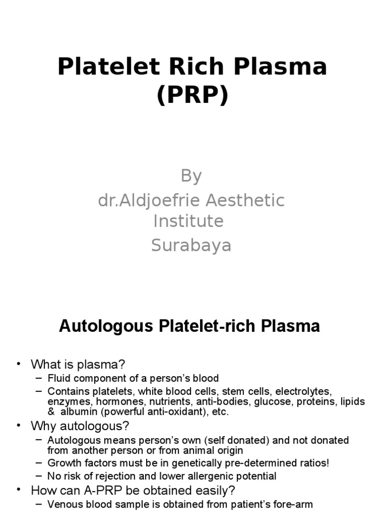 PRP Slide Presentation | PDF | Platelet | Wound Healing