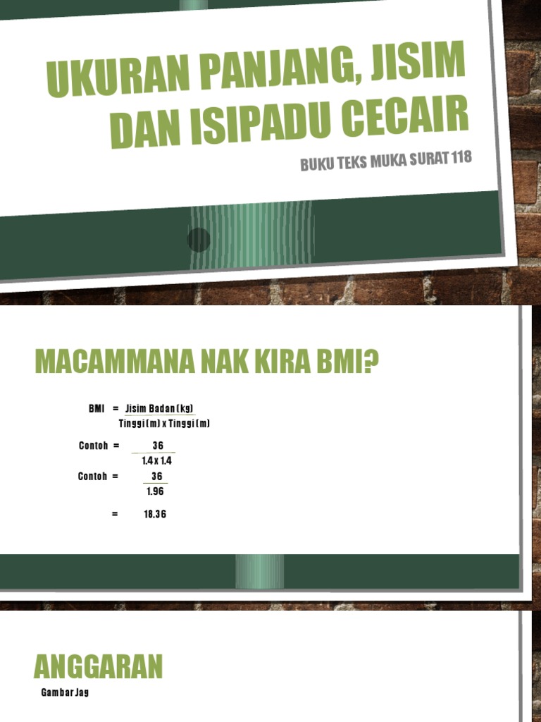 Ukuran Panjang, Jisim Dan Isipadu Cecair | PDF