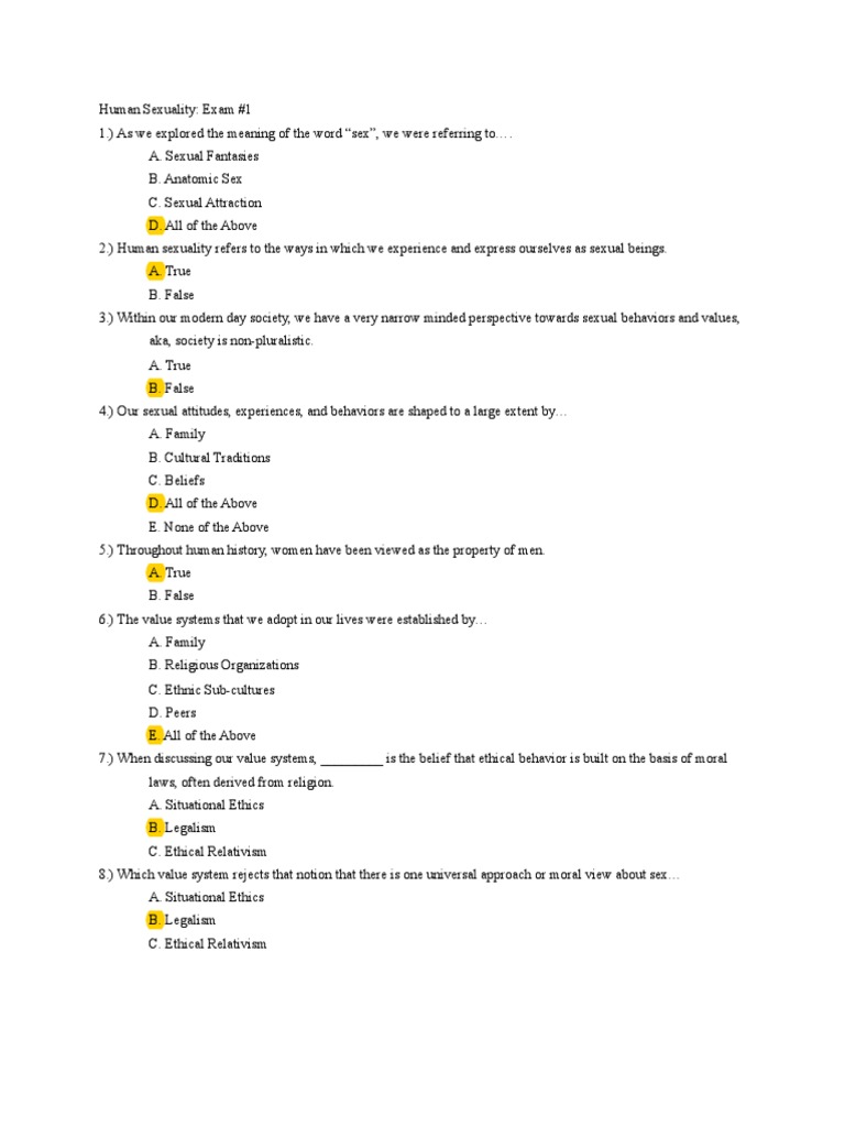 Human Sexuality Exam 1 | PDF | Gender Role | Sexual Arousal