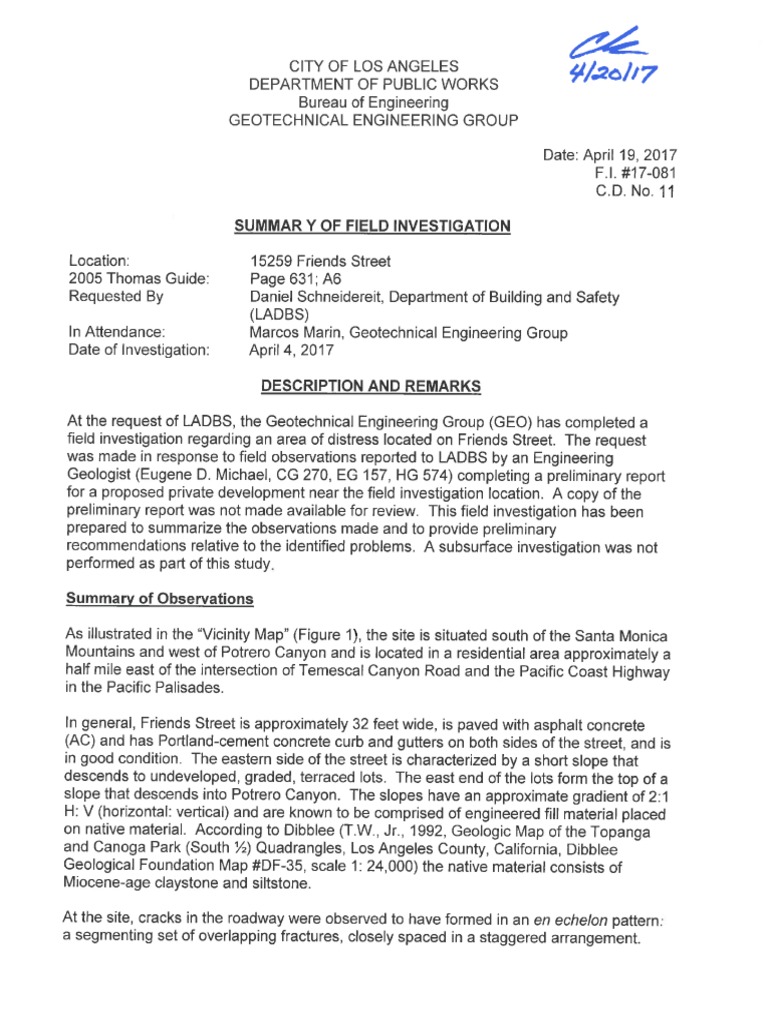 Friends Street - BOE Field Investigation 17-081 | PDF