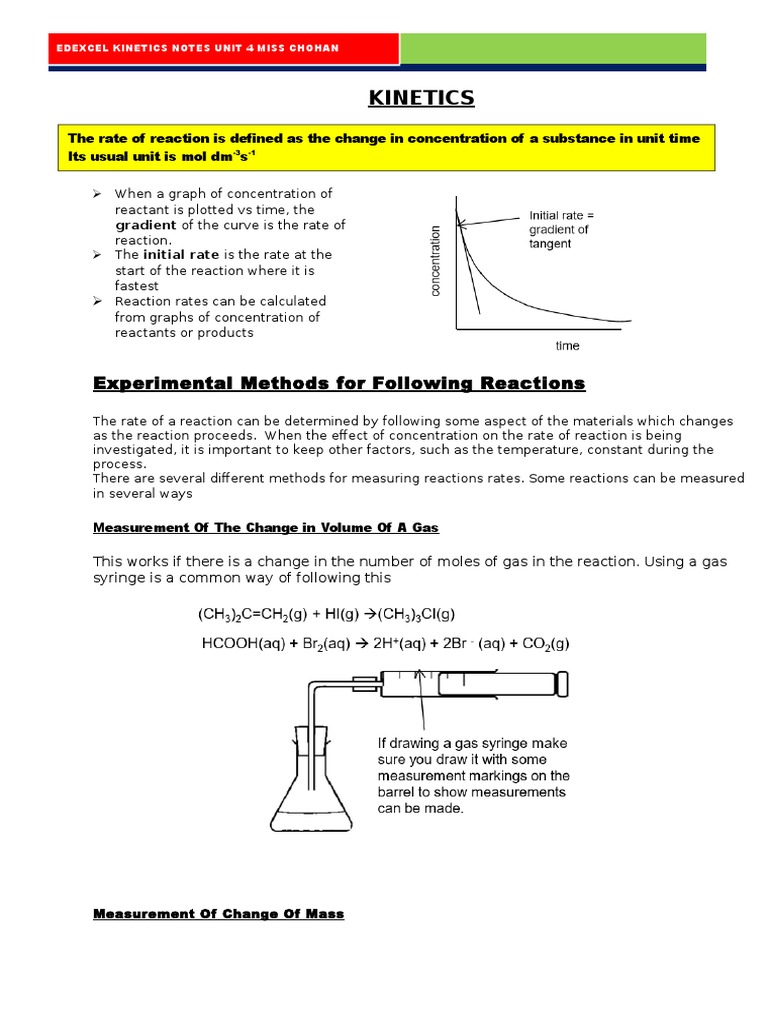 Kinetics Notes | PDF | Reaction Rate | Chemical Kinetics