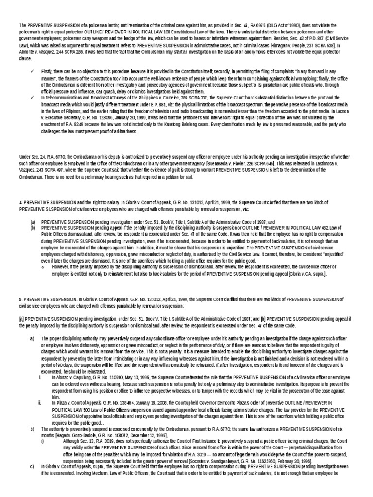 The Preventive Suspension | PDF | Equal Protection Clause | U.S ...