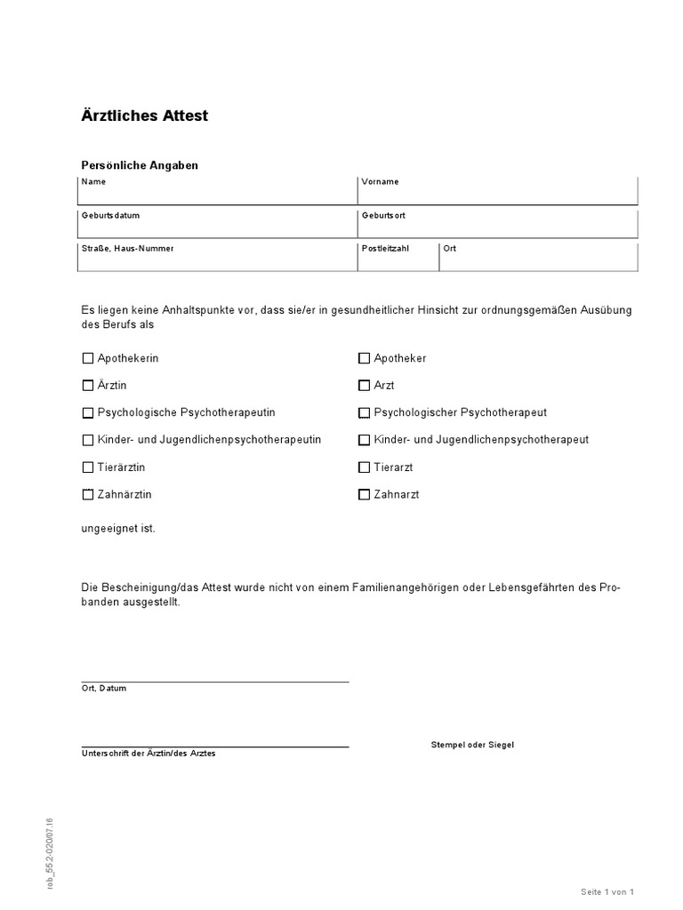 Ärztliches Attest | PDF