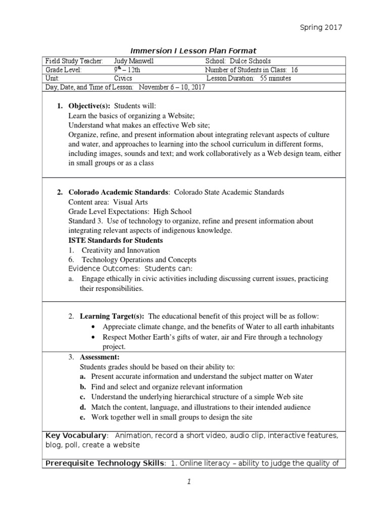 Im I Lesson Plan Template With Technology | PDF | Educational ...