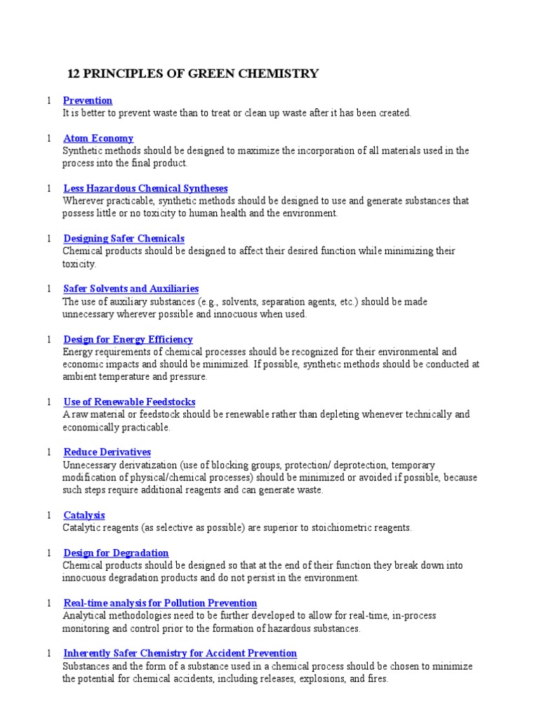 Green Chemistry Principles | PDF