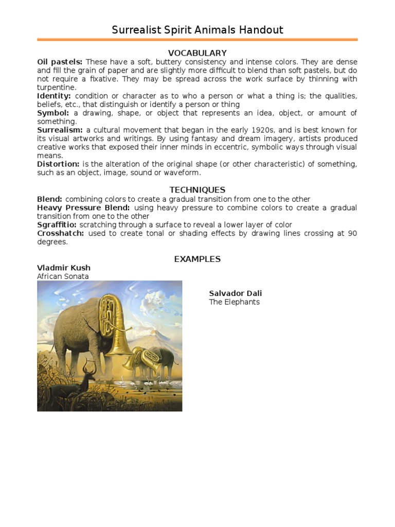 Surrealist Spirit Animals Project Guide | PDF | Pastel | Paintings