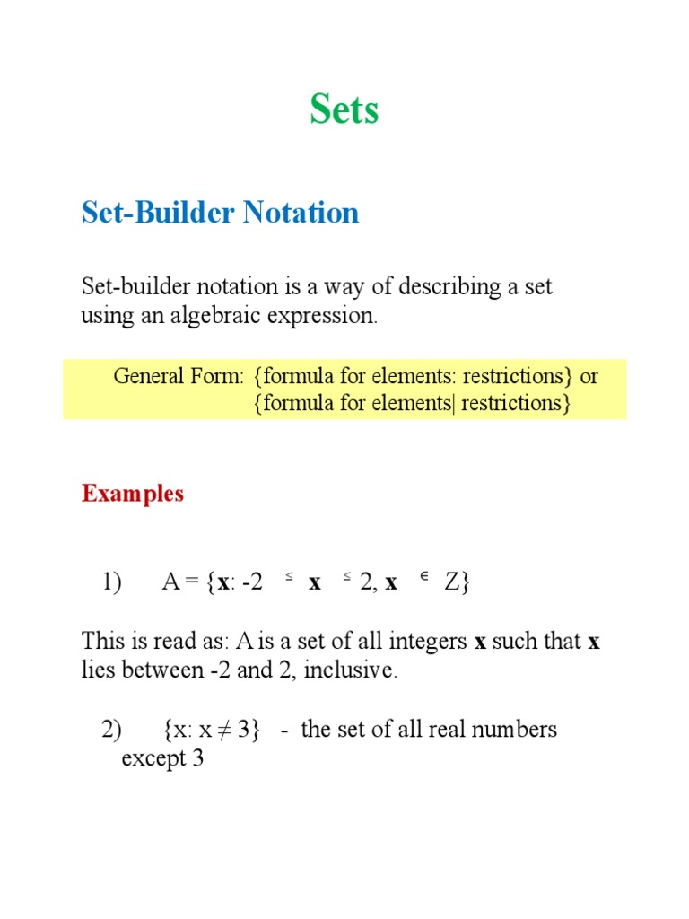 Sets and Set-Builder Notation | PDF | Set (Mathematics) | Numbers