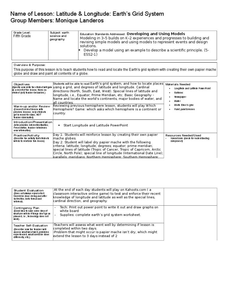Latitude and Longitude Lesson Plan smt416 | PDF | Longitude | Learning