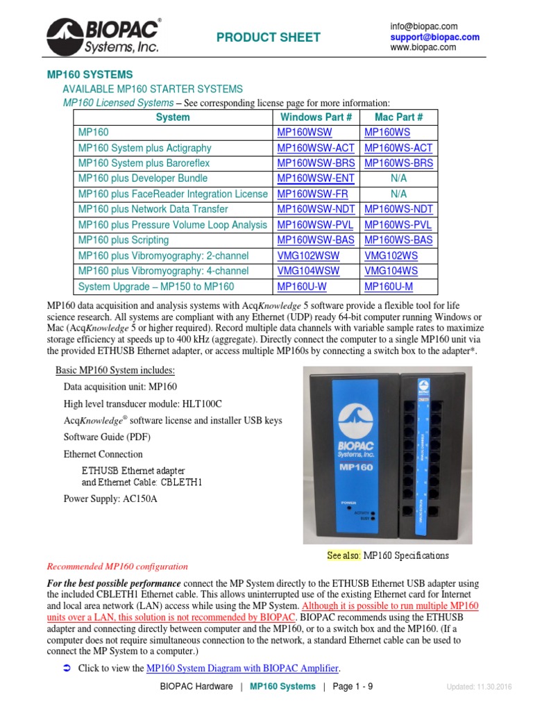 MP160 Systems | PDF | Input/Output | Ethernet