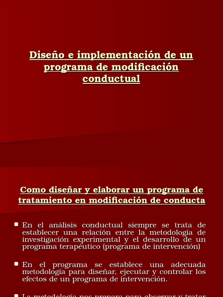 Diseño e Implementación de Un Programa de Modificación Conductual | PDF ...