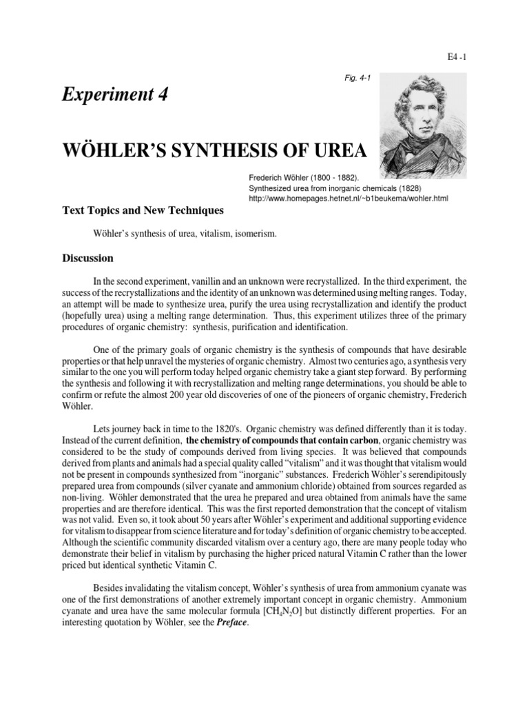 Experiment 4: Wöhler'S Synthesis of Urea | PDF