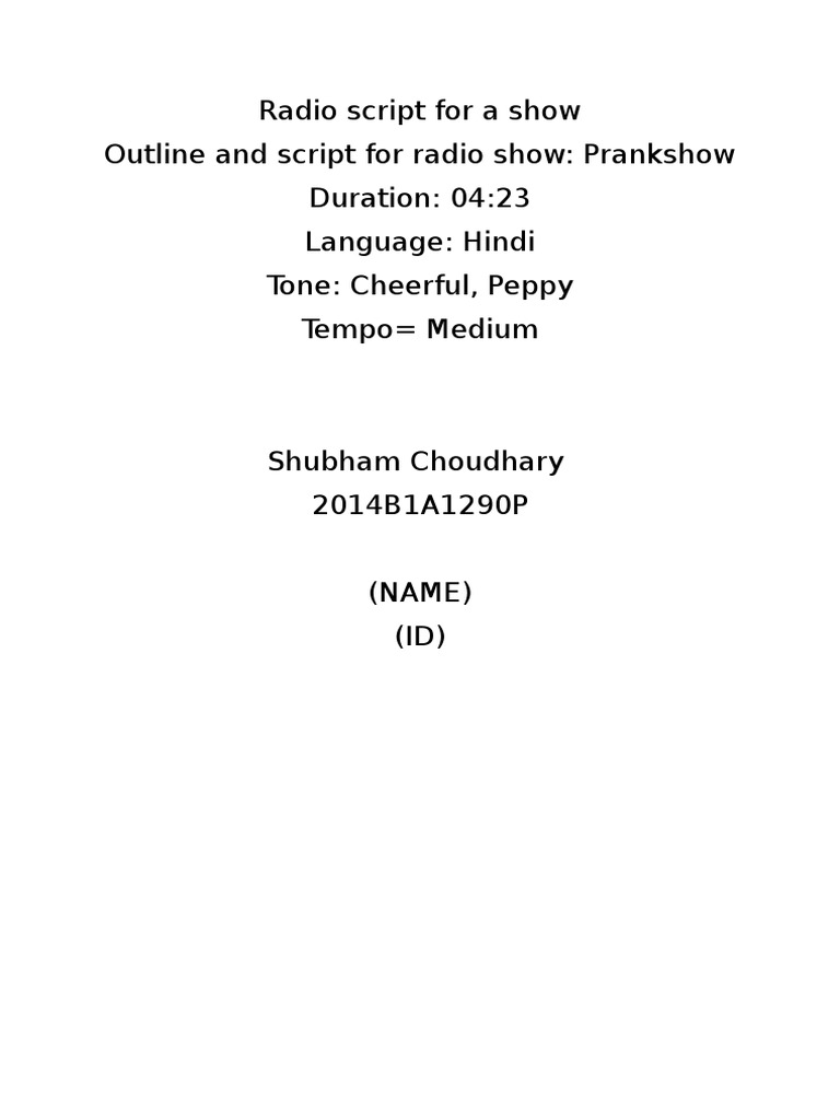 Radio script for prank call show | PDF