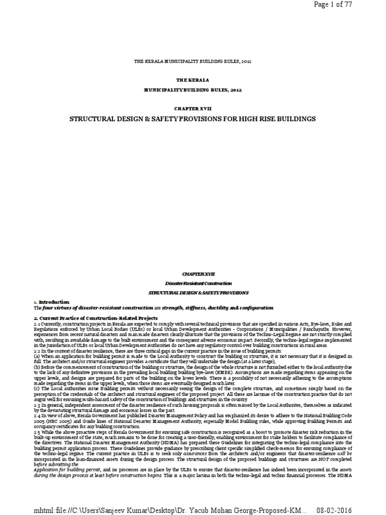 DR Yacub Mohan George Proposed KMBR Structural Fee 201 | PDF ...