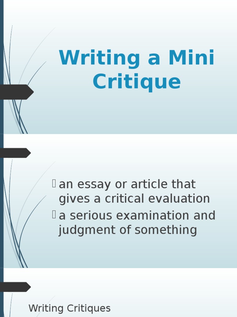 Writing a Mini Critique Guide | PDF | Books | Editing