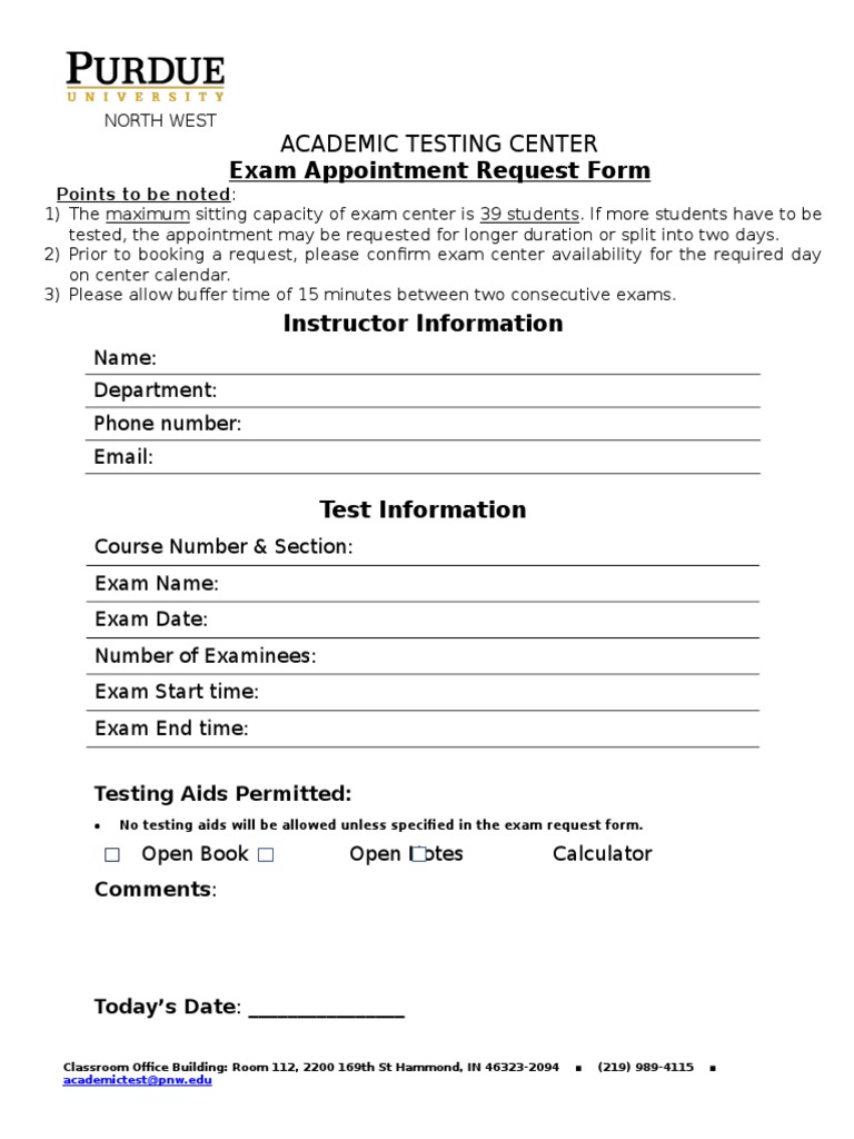 Exam Appointment Request Guide | PDF