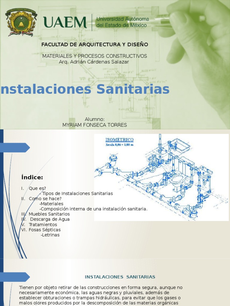 Instalaciones Sanitarias | PDF | Tanque séptico | Tubería (transporte de fluidos)