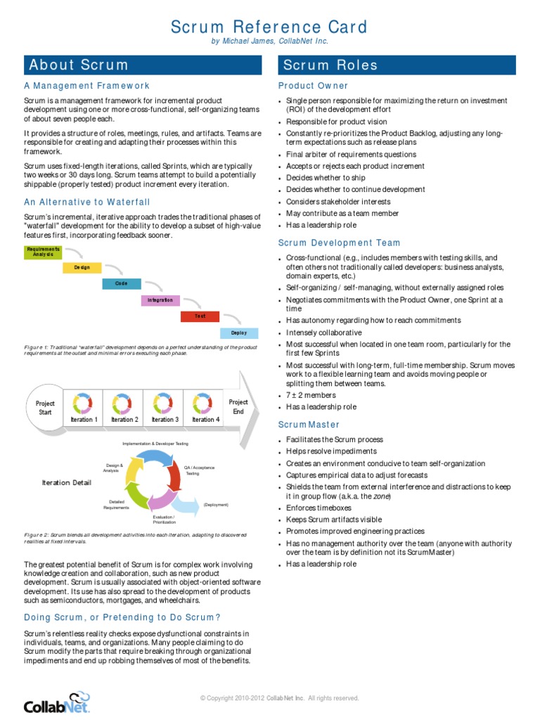 CollabNet Scrumreferencecard | PDF | Scrum (Software Development) | Software Development