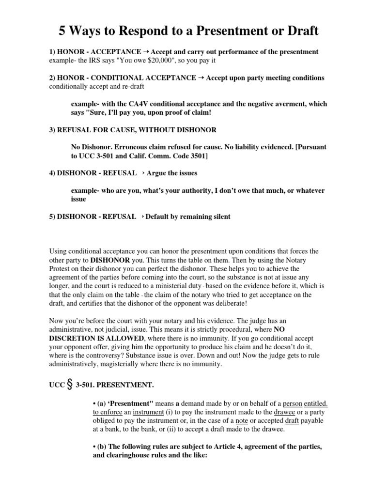 5 Ways To Handle A Presentment | PDF | Debt | Supreme Court Of The ...