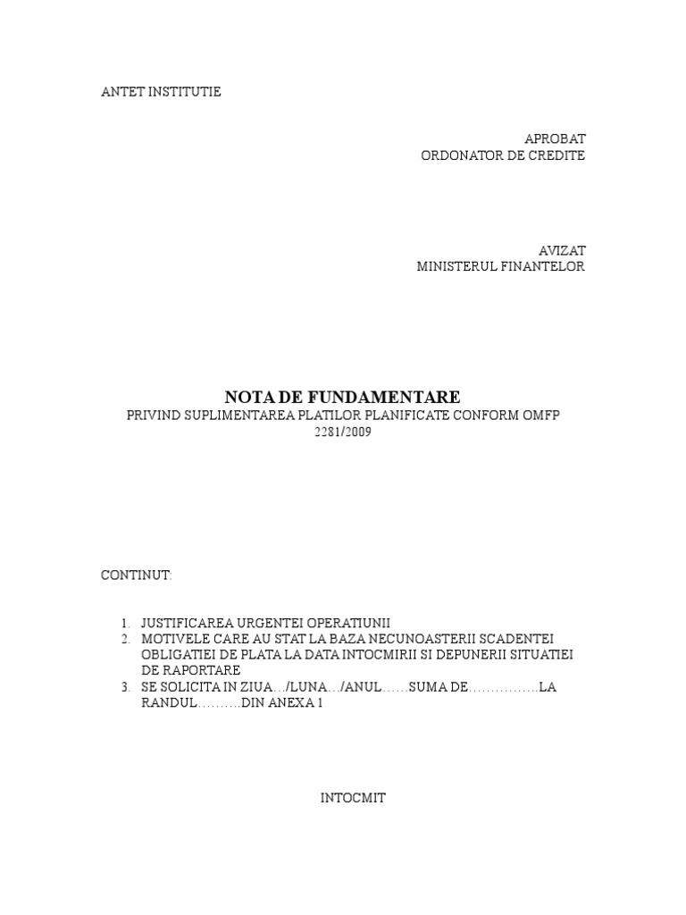 Nota de Fundamentare-model