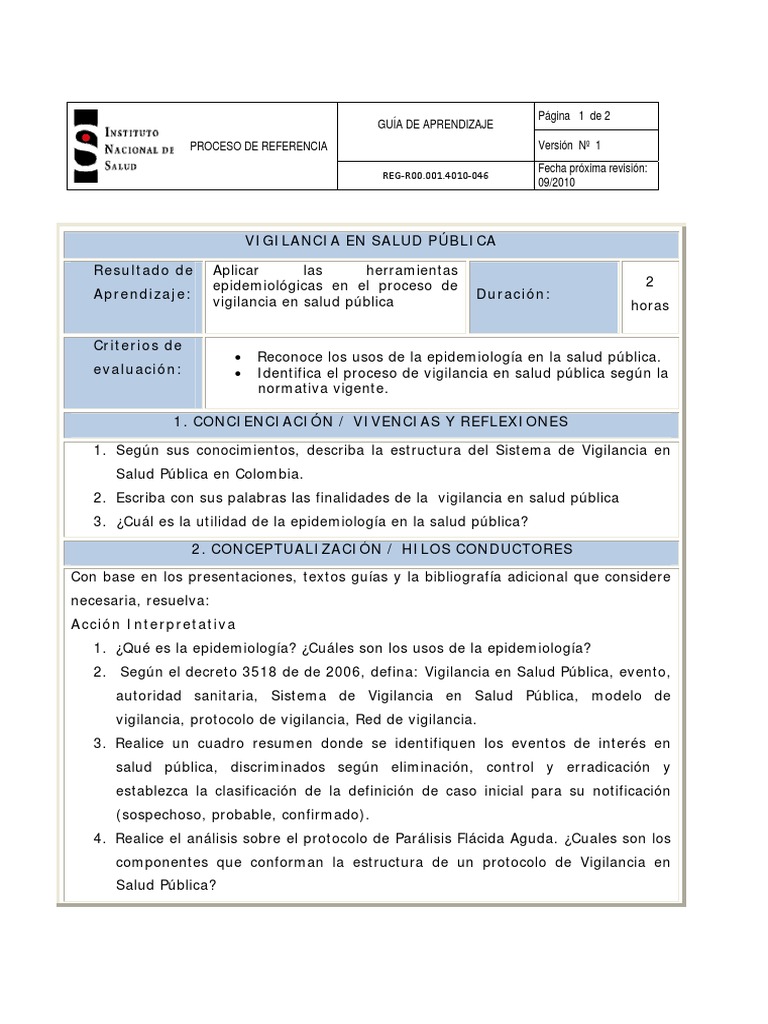 Guía de Vigilancia en Salud Pública | PDF | Vigilancia | Aprendizaje