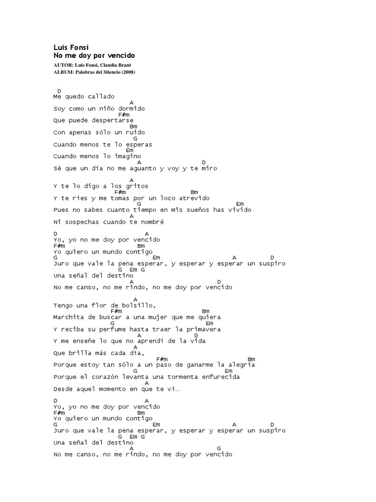 Luis Fonsi - Yo No Me Doy Por Vencido | PDF | Ocio | Entretenimiento ...