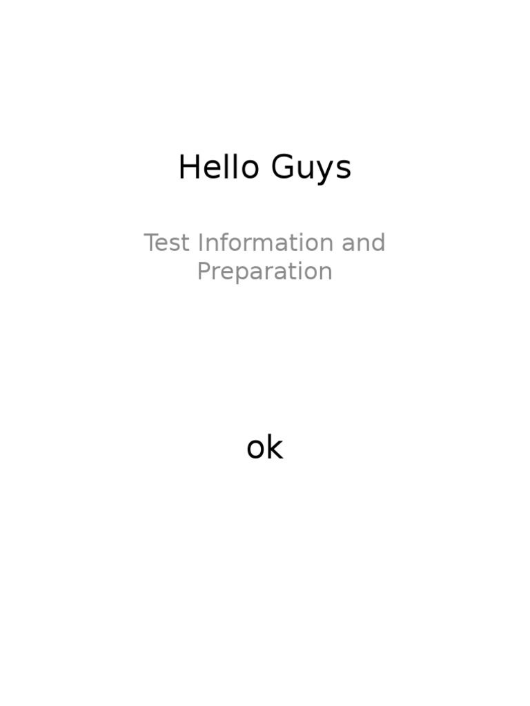Hello Guys: Test Information and Preparation | PDF