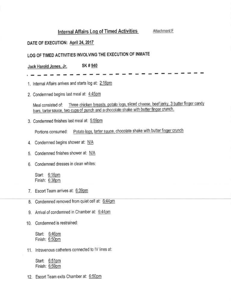 Timeline of Jack Jones' Execution | PDF
