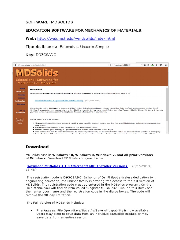 Software Mdsolids | PDF | Microsoft Excel | Microsoft