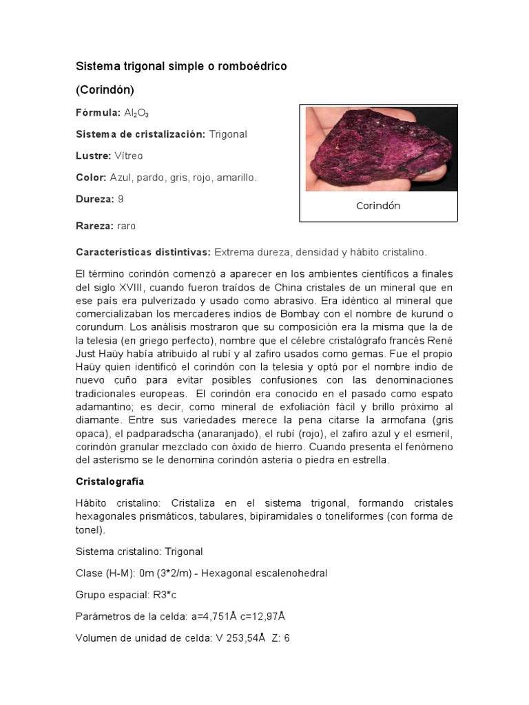Sistema Trigonal Simple o Romboédrico | PDF | Minerales | Cristal