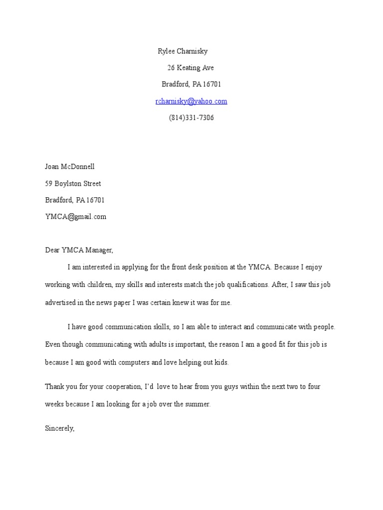 Cover Letter Sports Management | PDF