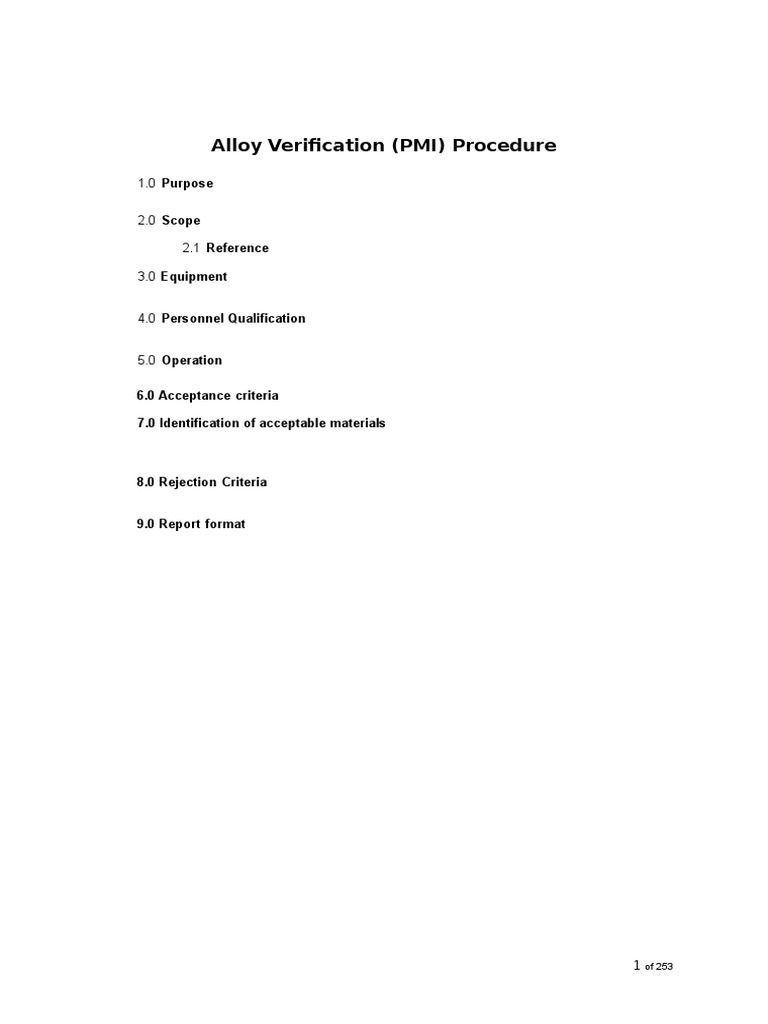 PMI Procedure FOrmat | PDF