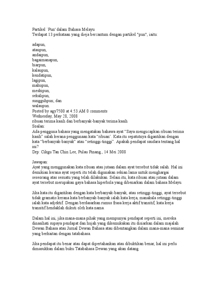 Ciri 16 Partikel Pun | PDF